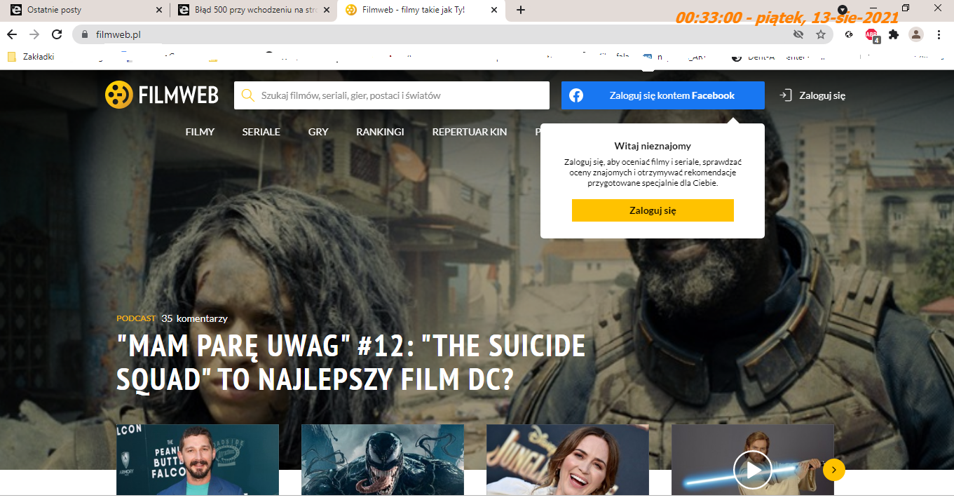 [Rozwiązano] Błąd 500 przy wchodzeniu na stronę Filmweb.pl jak naprawić?