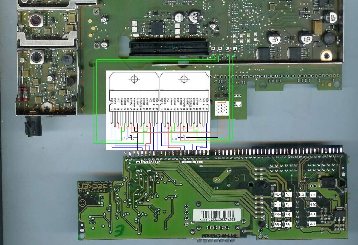 Układ wymiany w tunerze Becker bm54 - podłączenie wyprowadzeń mute i ...