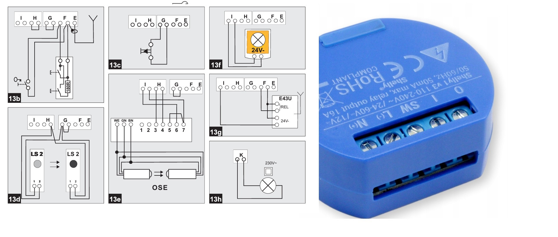 Podłączenie sterownika WiFi Shelly 1 do napędów bram: Robus 600 (Nice ...