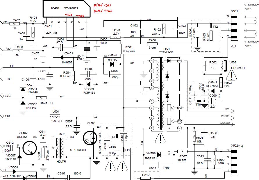 AEG CTV5506 Problem z trafopowielaczem . Chassis TV2KR-2S