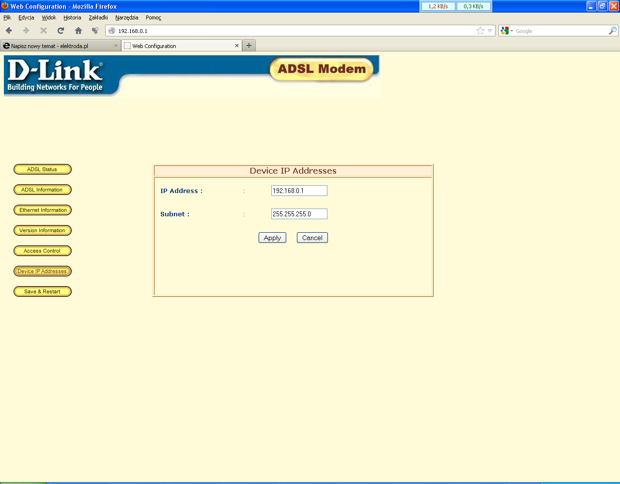 D-Link DSL-360i - konfiguracja modemu ADSL z Neostradą i routerem GO-RT-N150