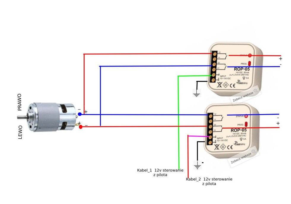 Jak sterować kierunkiem obrotów silnika DC 12V za pomocą pilota?