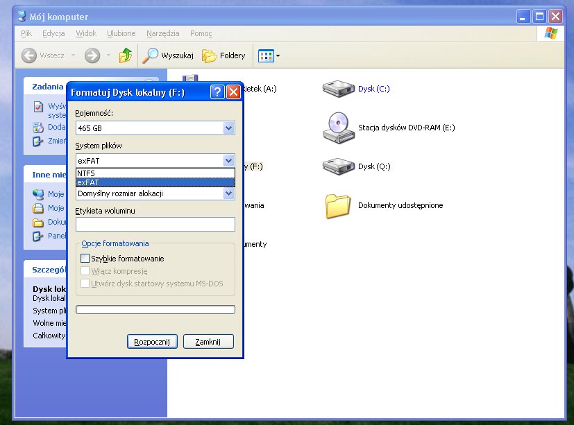 2.5'' HDD External case 465GB - Jak zmienić system plików z NTFS na FAT ...