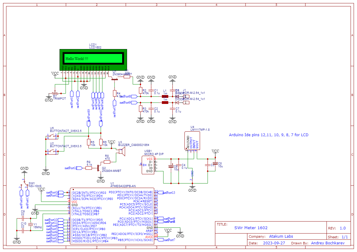 Konstrukcje prostych mierników SWR z Arduino, Atmega8 i i ...