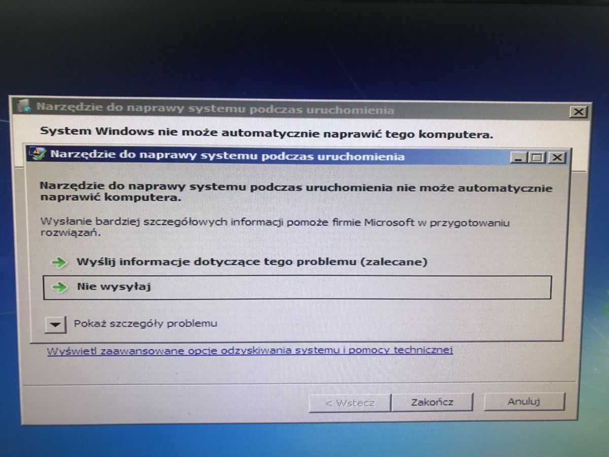 Windows 7 - problemy z przywróceniem Boot Managera