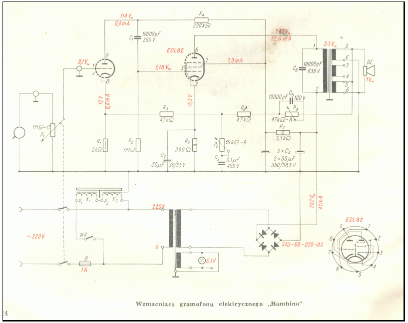 Jak usunąć regulację basu i sopranu ze schematu wzmacniacza ECL82?