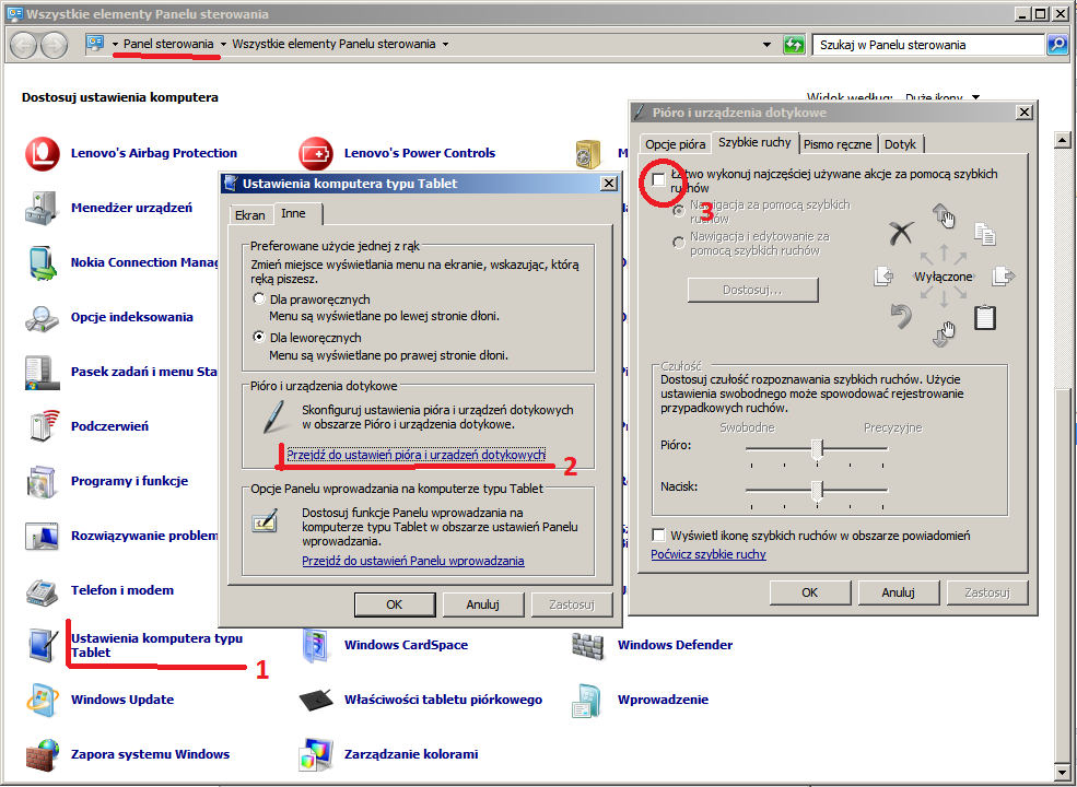 Funkcja Pen Feedback / Windows 7 Home premium - jak wyłączyć