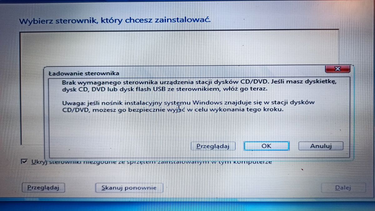 [Rozwiązano] Jak rozwiązać błąd sterownika stacji dysków przy instalacji Win7 na X270?
