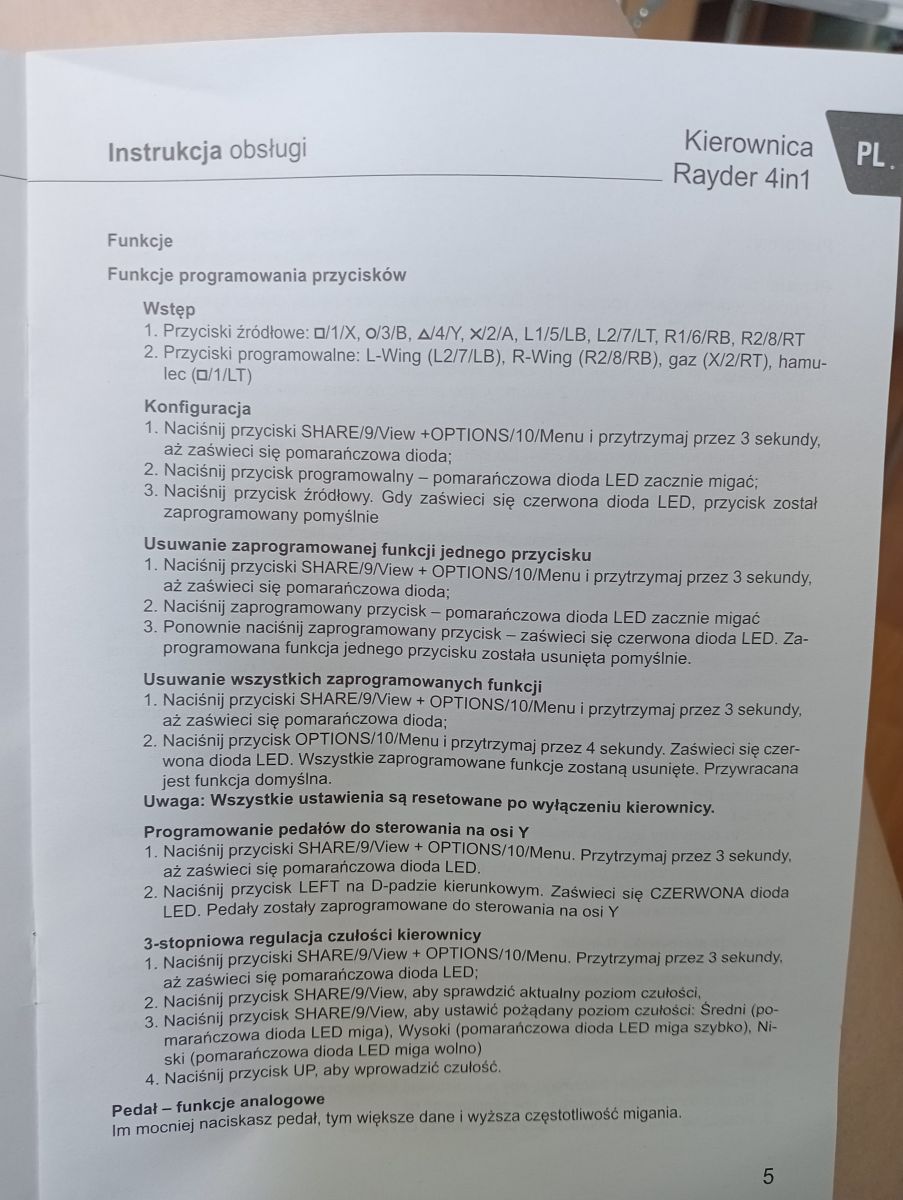 Konfiguracja kierownicy Tracer Rayder 4 in 1 - poszukiwane instrukcje