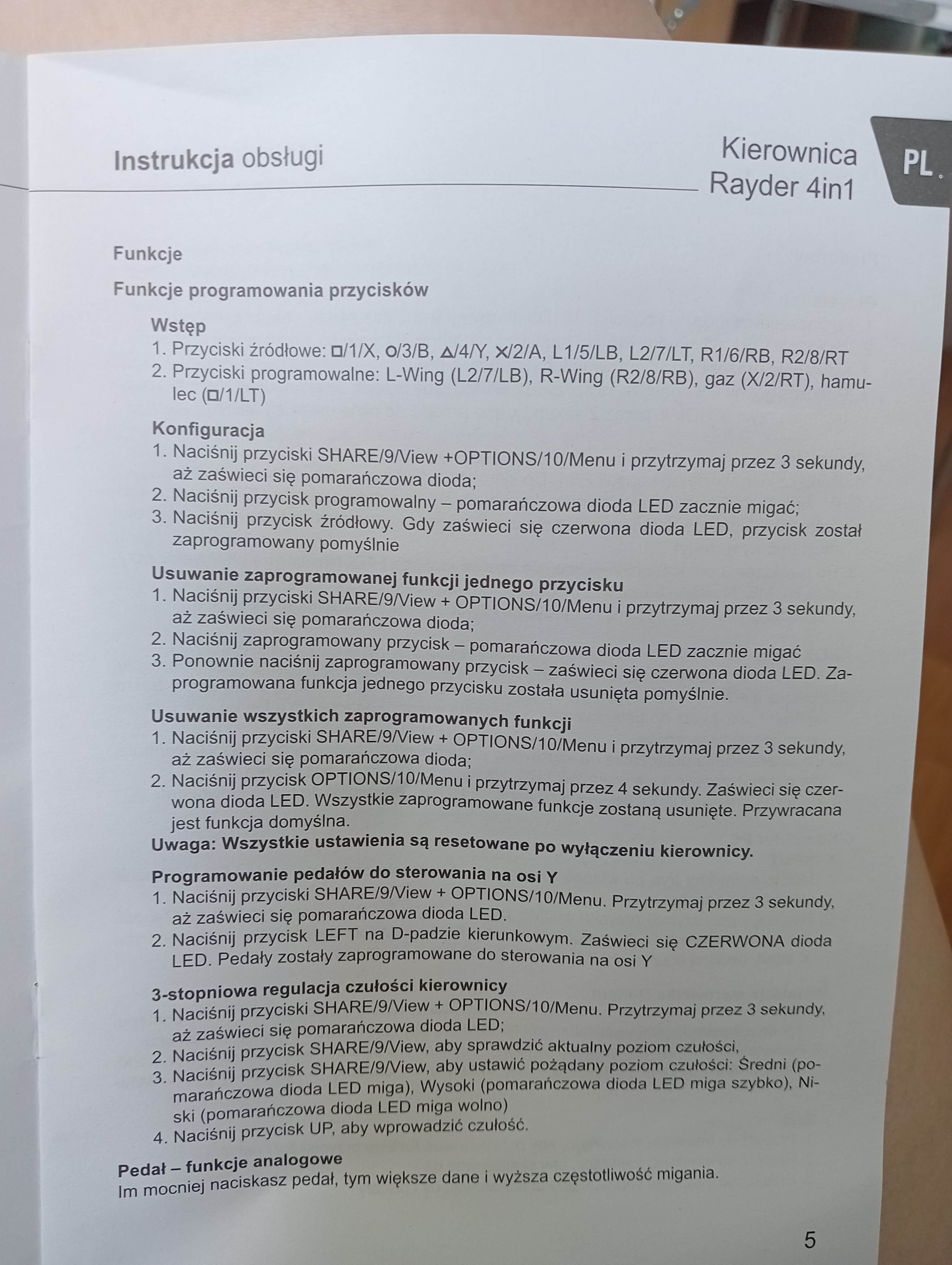 Konfiguracja kierownicy Tracer Rayder 4 in 1 - poszukiwane instrukcje
