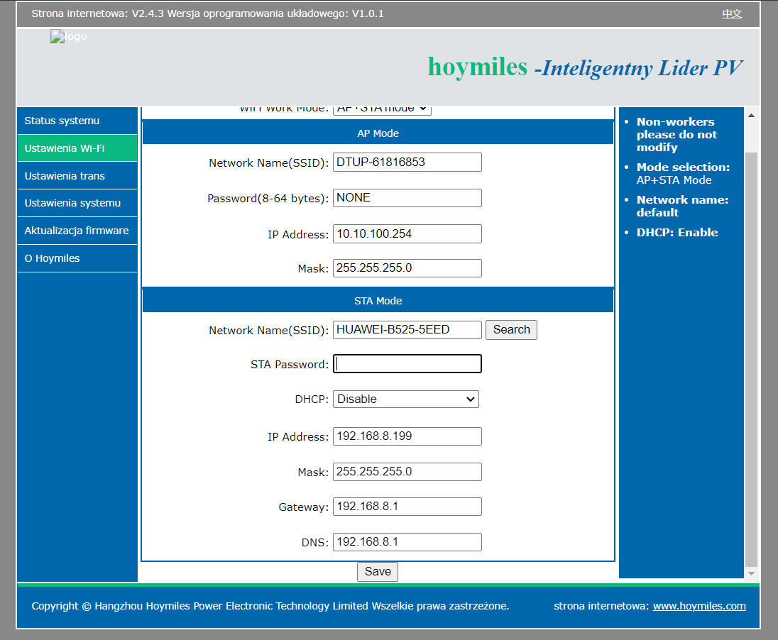 Odczyt danych z Hoymiles DTU-PRO RS485 Sunspec Modbus za pomocą ...