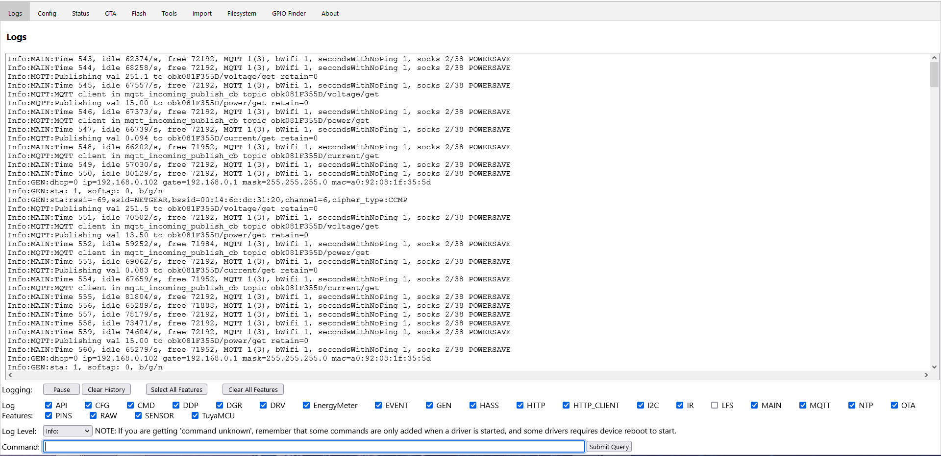 OBK Startup Command Line: PowerSave, startDriver NTP, SetupEnergyStats not executing