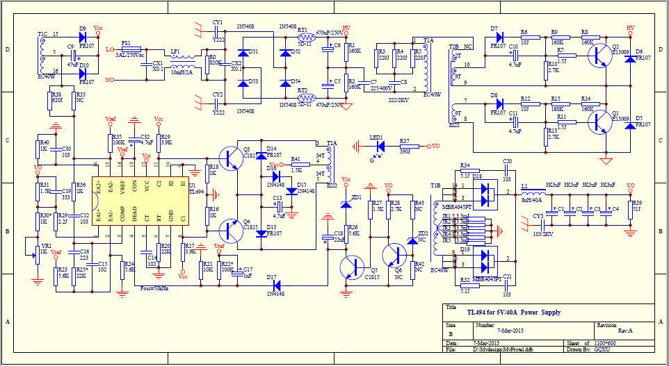 (LED, CCTV) 12V 16,5A - Potrzebny schemat zasilacza impulsowego