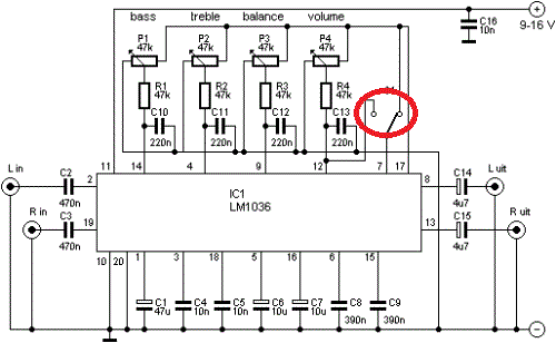 Funkcja przełącznika w przedwzmacniaczu LM1036 na schemacie - do czego ...
