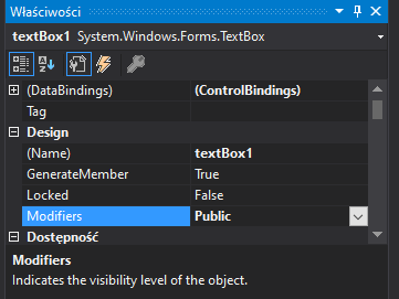 Odwołanie do TextBox w klasie programu - Visual Studio