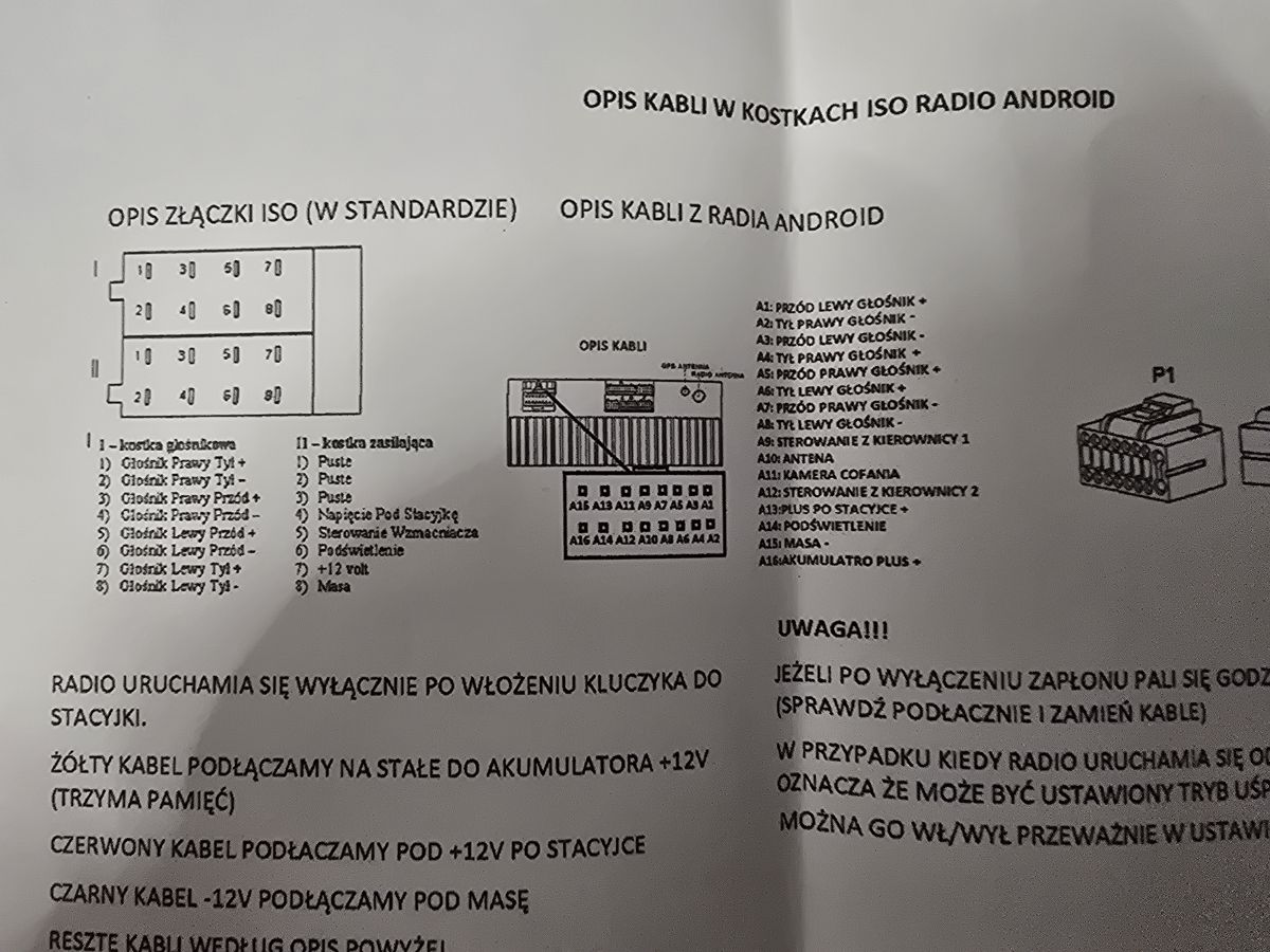 Podłączenie radia 2 DIN z Androidem w VW Polo 4 2007 - kostka zasilania ISO