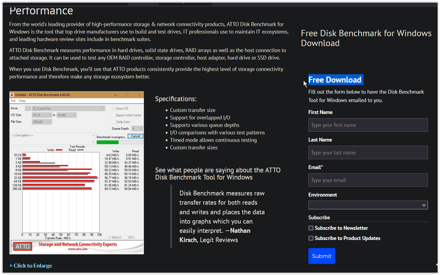 SSD - ATTO Disk Benchmark - Odradzam, uwala pendriwy na Win10