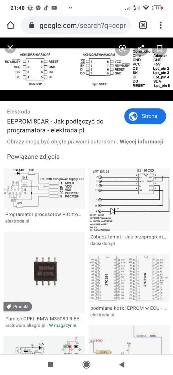 Schemat podłączenia pamięci EEPROM L56R do portu COM w PC