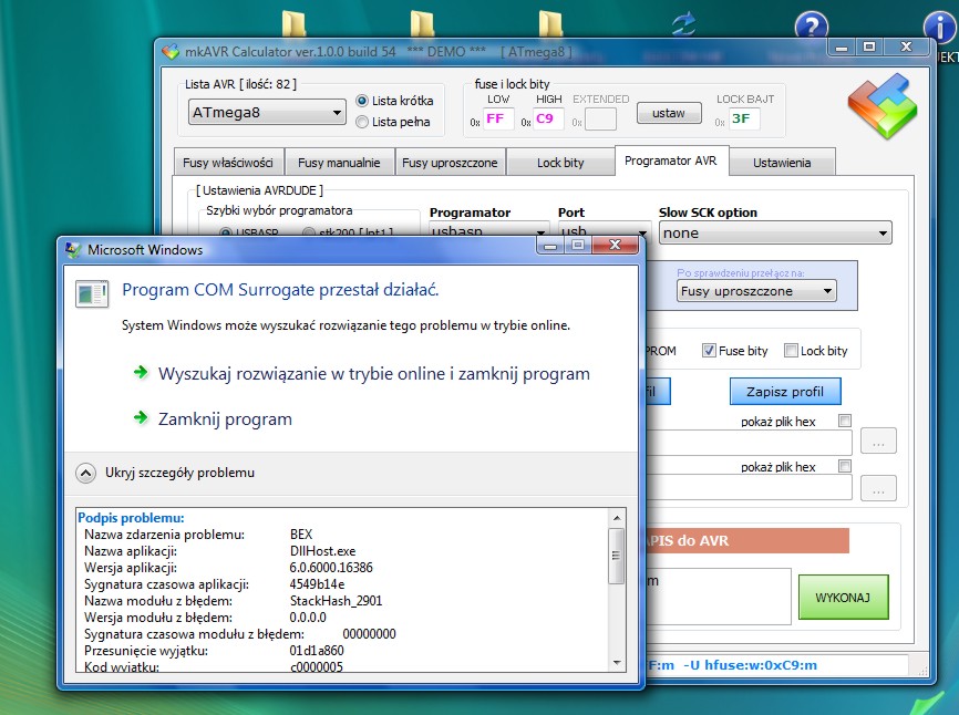 AVR fuse Calculator i programator graficzny z avrdude - 10