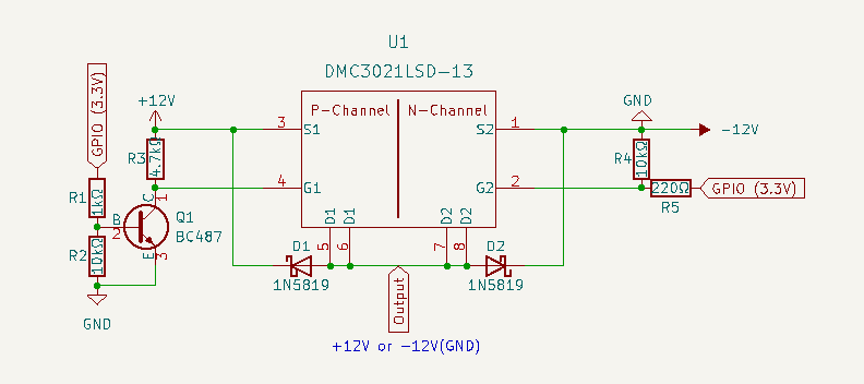Czy mój schemat mostka H na MOSFET-ach DMC3021LSD-13 jest poprawny?