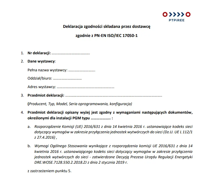 Jak uzyskać certyfikaty NC RfG dla sprzętu do przyłączenia do PGE? - 4