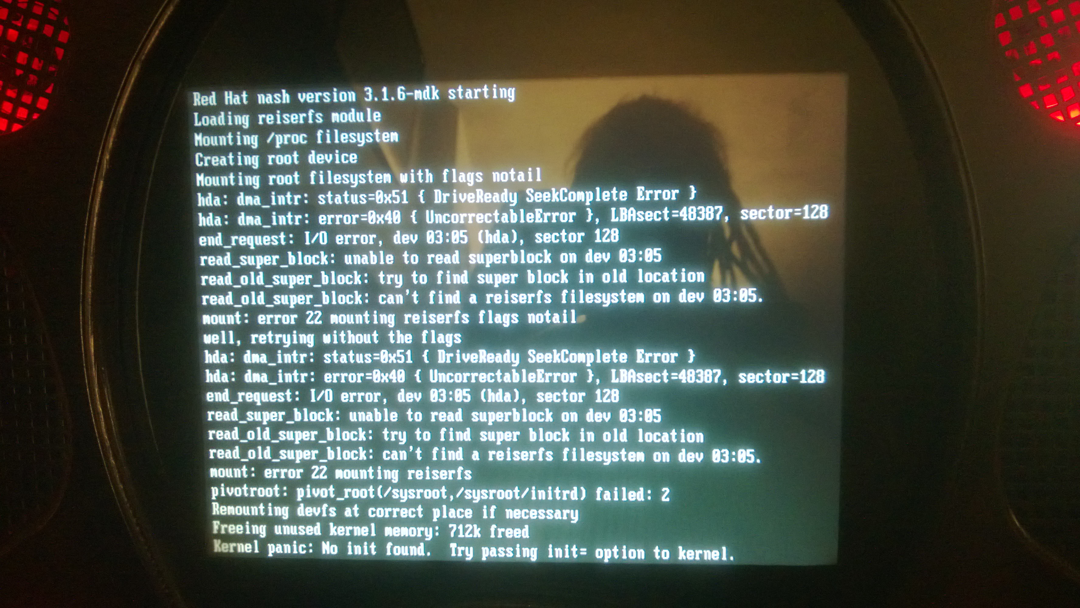 [Linux] Kernel panic: No init found. Try passing init= option to kernel