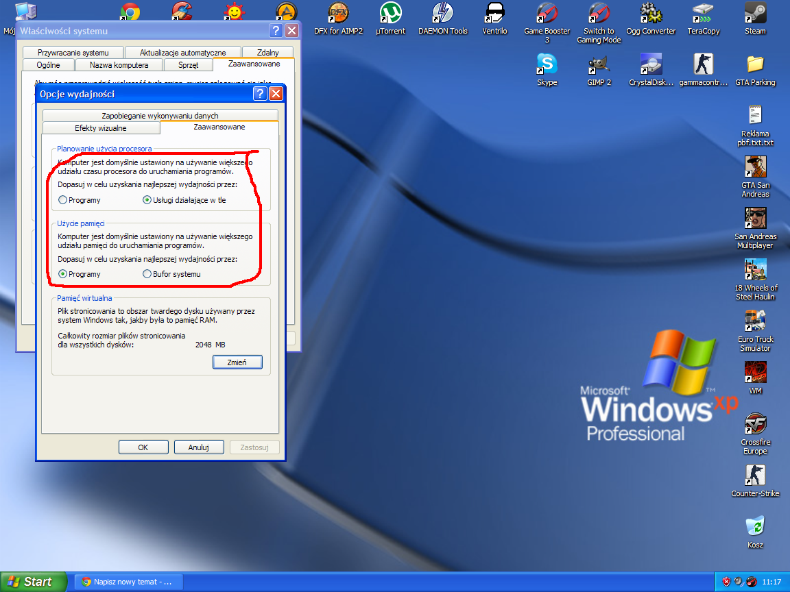 Windows XP SP2: Optymalizacja ustawień użycia pamięci - Programy czy Bufor Systemu?