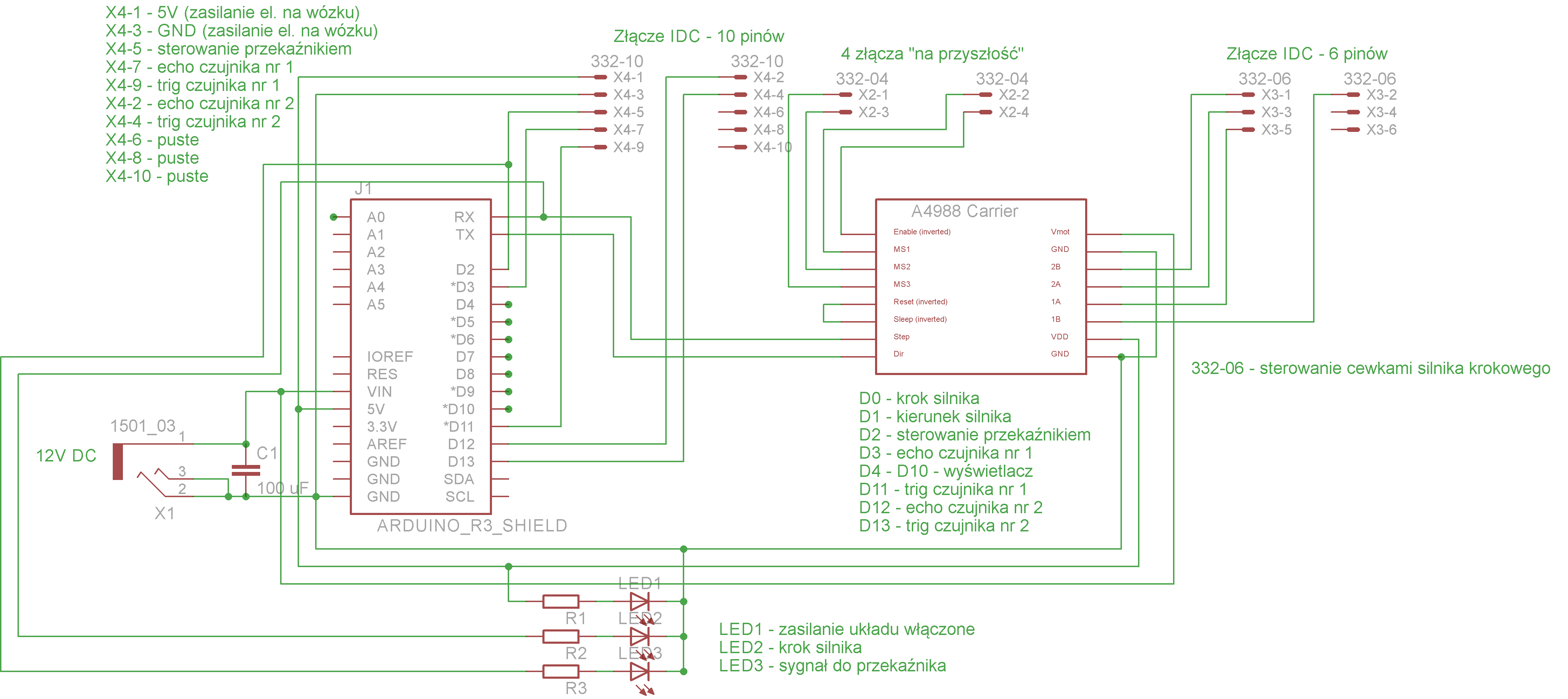 Projekt PCB do Arduino: sterowanie silnikiem krokowym, przekaźnikiem i ...