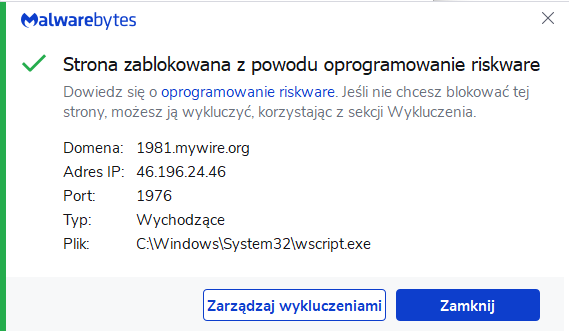 wscript.exe. Antywirus wykrywa jako złośliwe oprogramowanie