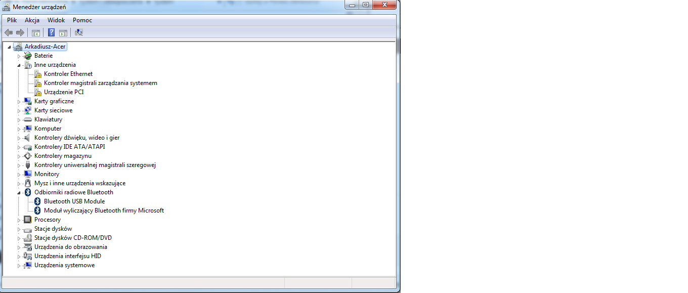 Acer E5-571G - Bluetooth wykrywa, ale nie łączy się z żadnym urządzeniem