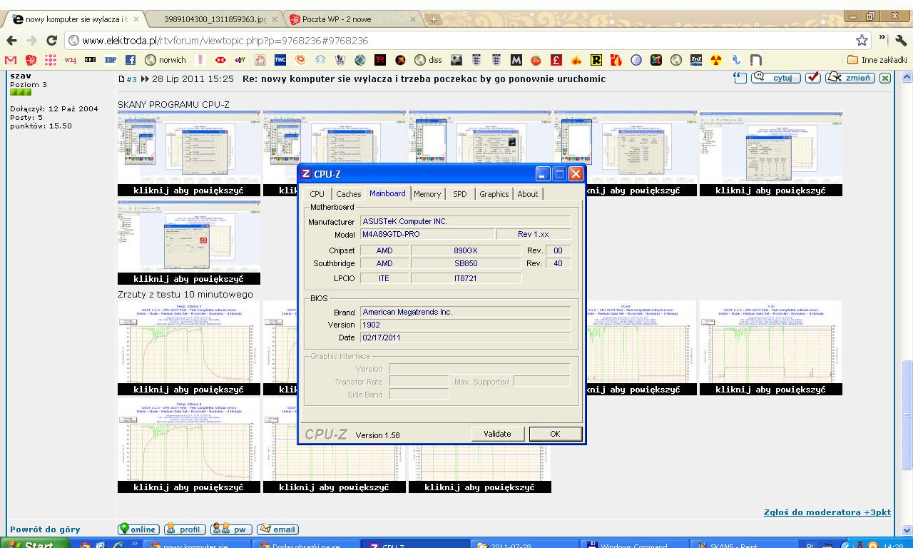 nowy komputer sie wylacza i trzeba poczekac by go ponownie uruchomic