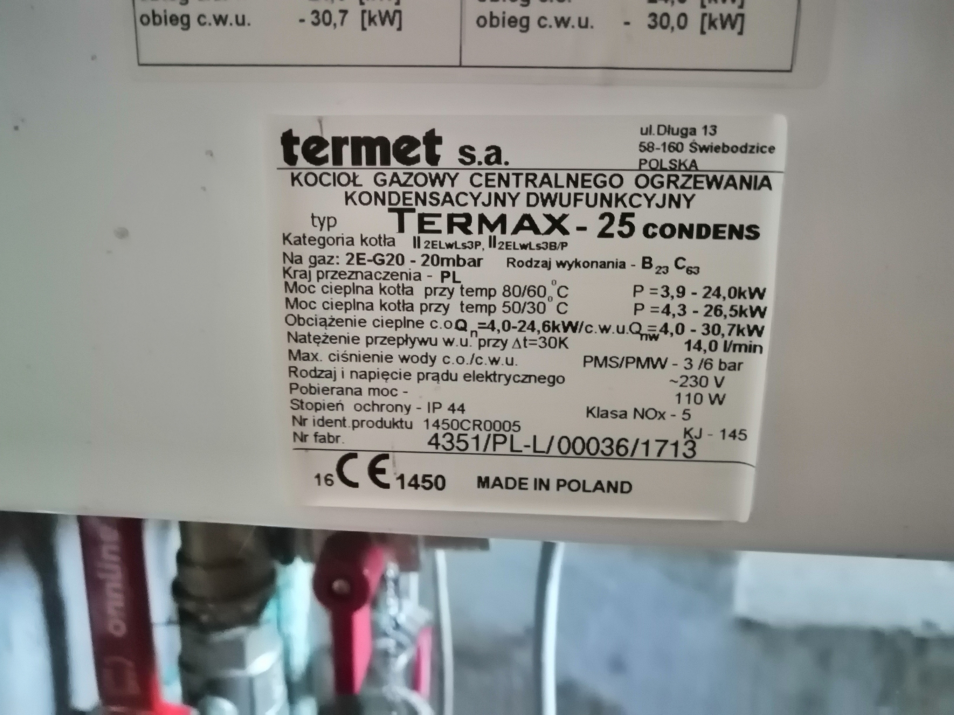 Termet Termax 25 Condens - jak wejść do trybu serwisowego