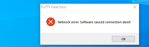 Jak naprawić błąd putty network error software caused connection abort?