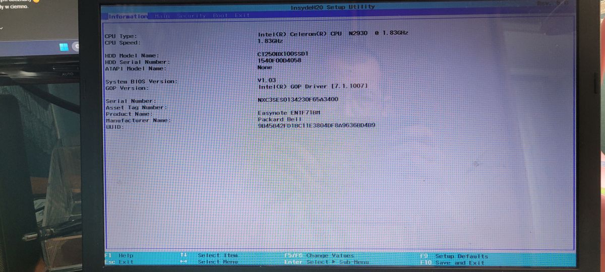 [Rozwiązano] Packard Bell EasyNote ENTF71BM nie widzi SSD podczas instalacji Windows 10