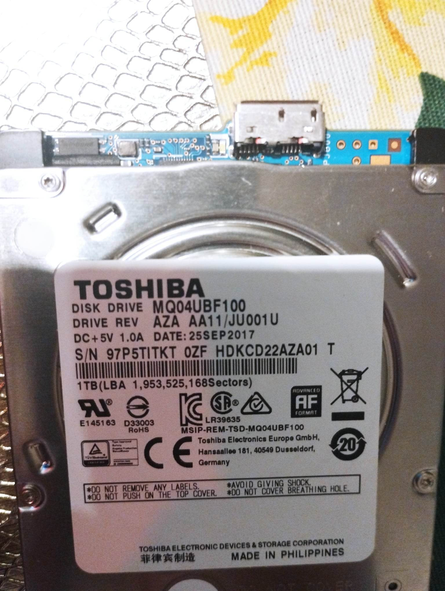 MQ04UBF100 AZA AA11/JU001U, DYSK TOSHIBA, potrzebna płytka PCB G4330A