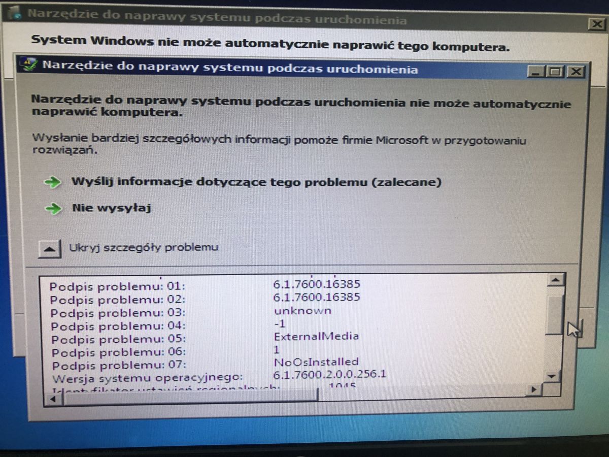 Windows 7 - problemy z przywróceniem Boot Managera