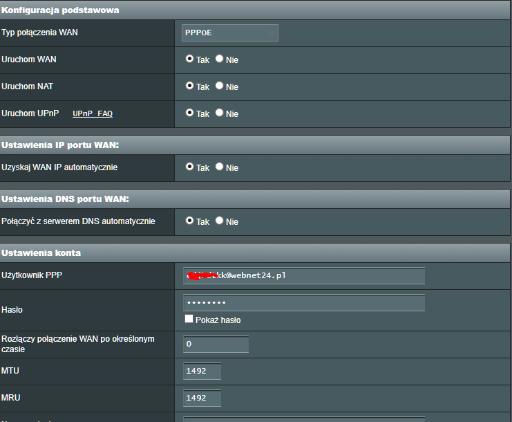 Bridge netia spot, netia jako modem, asus rt-ac1200g+ jako router główny