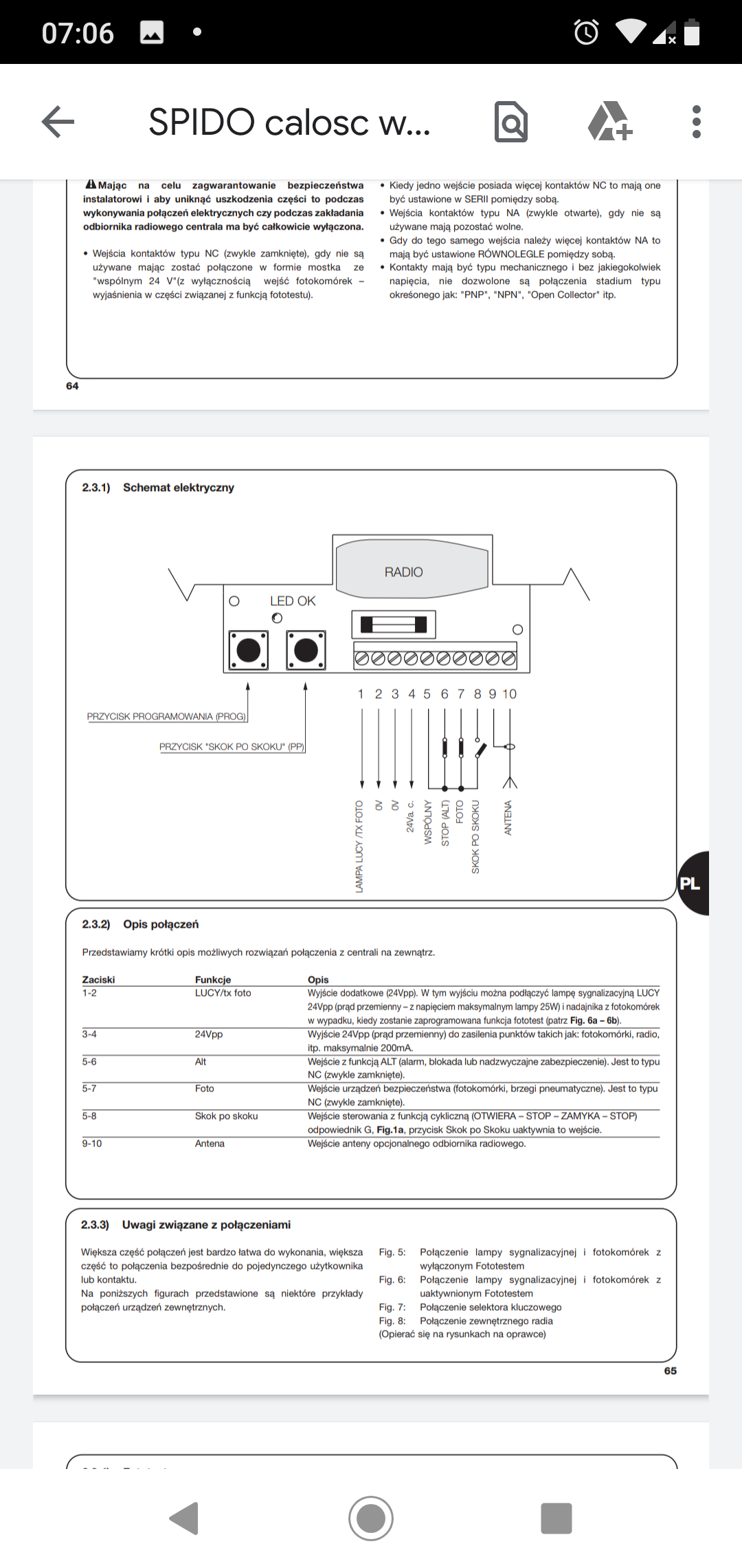 Nice SP6000 zamyka się tylko z pilota po dwukrotnym naciśnięciu