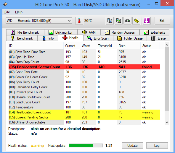 Jak naprawić uszkodzone sektory na dysku WD Elements 1023 500GB?