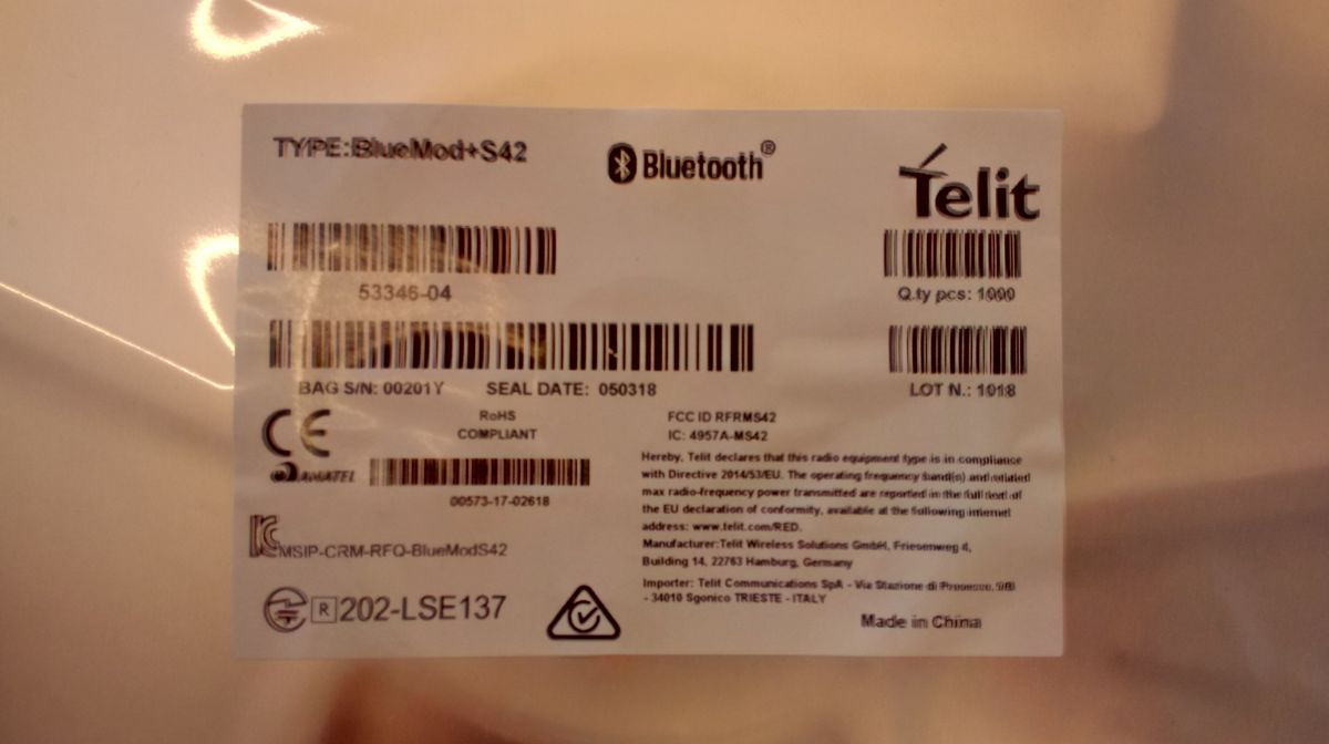 [Sale] Nowy Moduł Bluetooth Telit Bluemod+S42 - 2000 do 11000 szt ...
