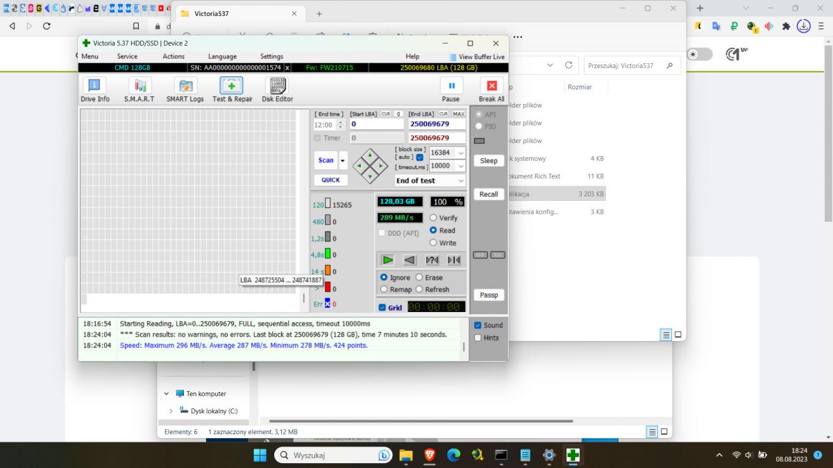Pełne formatowanie dysku SSD jako zewnętrznego: błędy i komunikat Windows