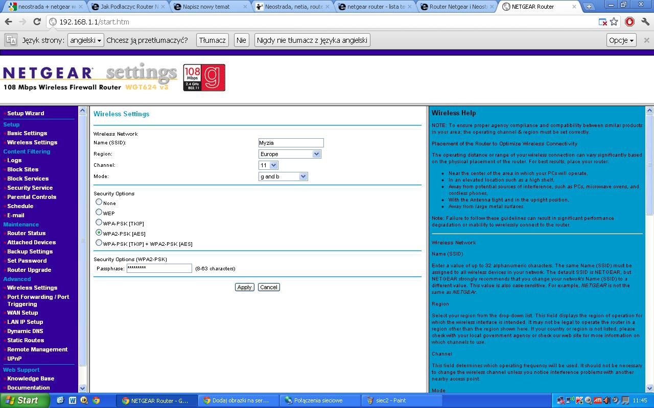 Neostrada + Netgear wgt624 v3 problem z konfiguracją