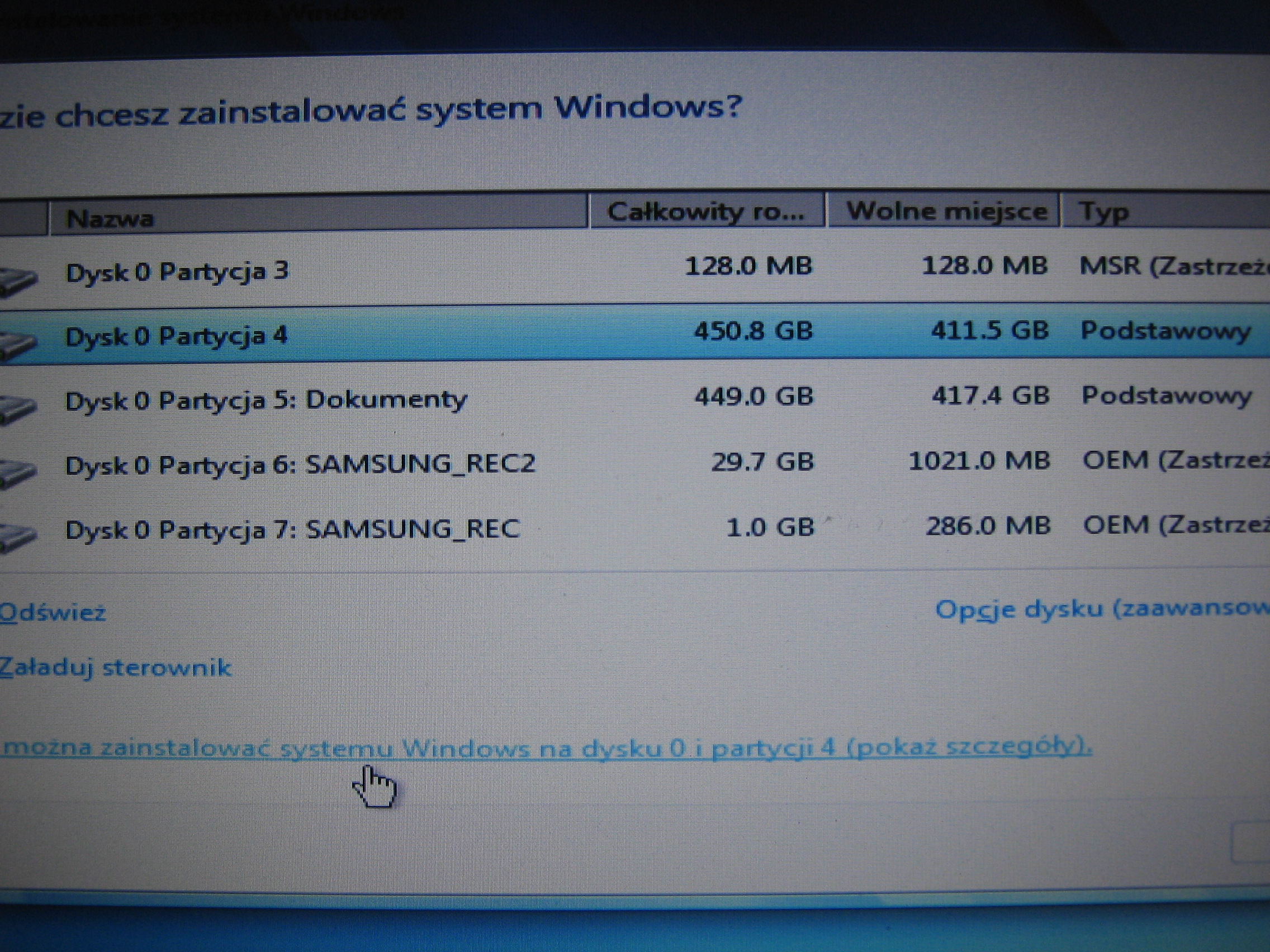 Samsung NP350V5C, Windows 8 x64 - tablica partycji GPT, instalacja Windows 7 x64