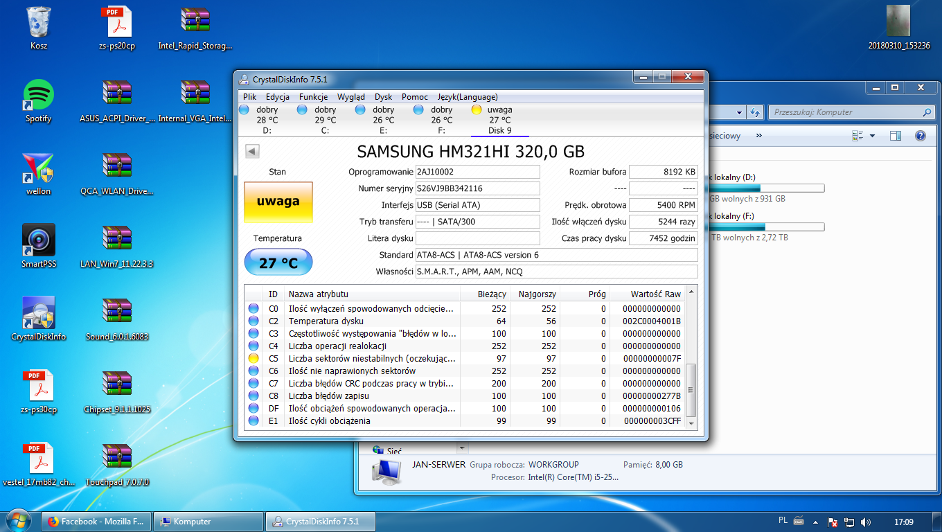 [Rozwiązano] Samsung HM321HI - Dużo liter W w trakcie zerowania MHDD 4.6