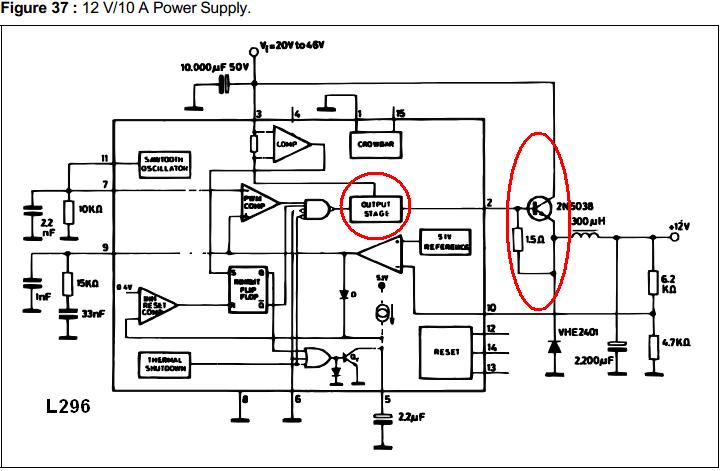Przetwornica na L4960 i na L296 oraz tranzystor 2N5038