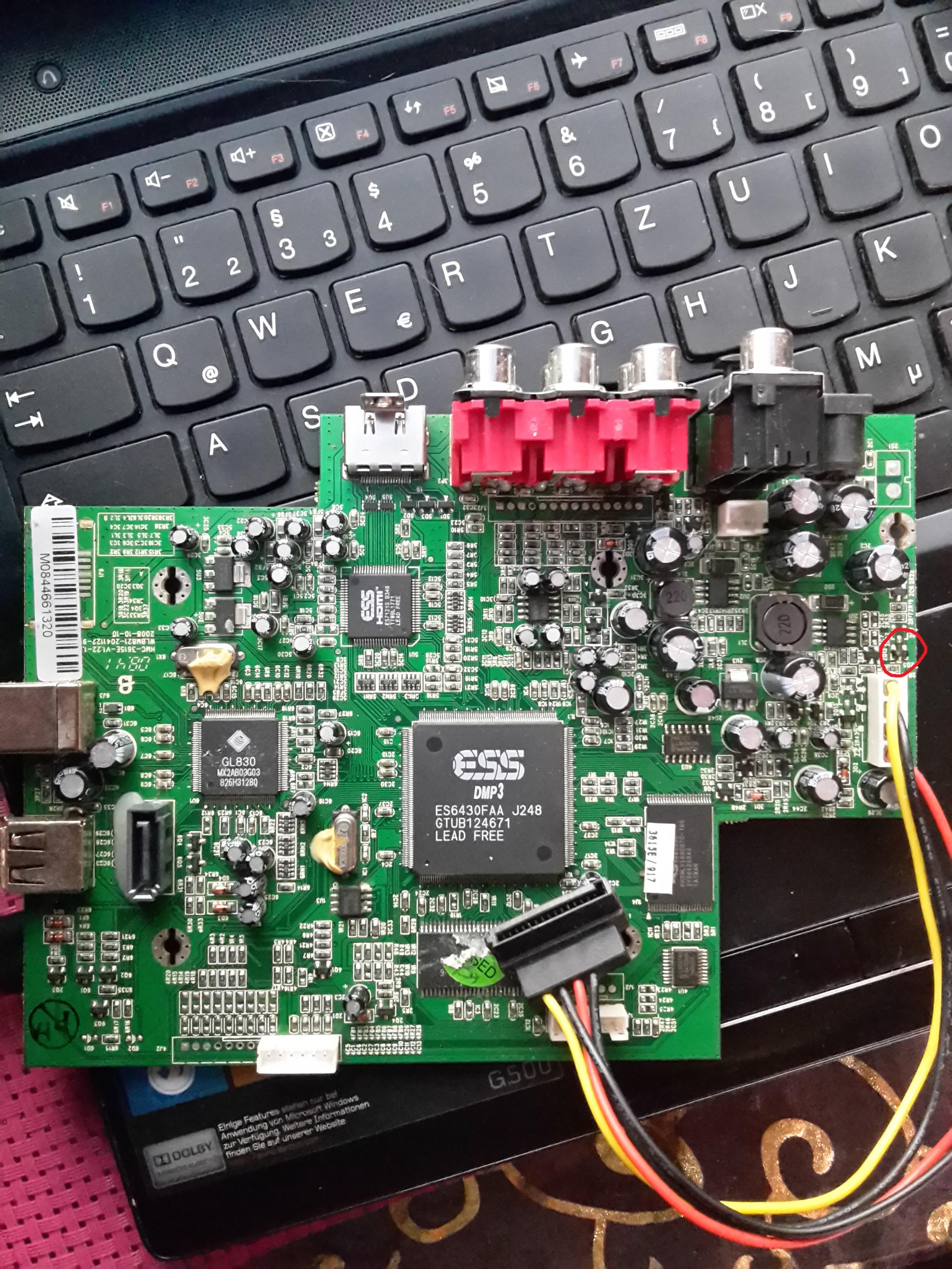 Movie Cube Q120 - identyfikacja spalonego elementu SMD przy zasilaniu dysku