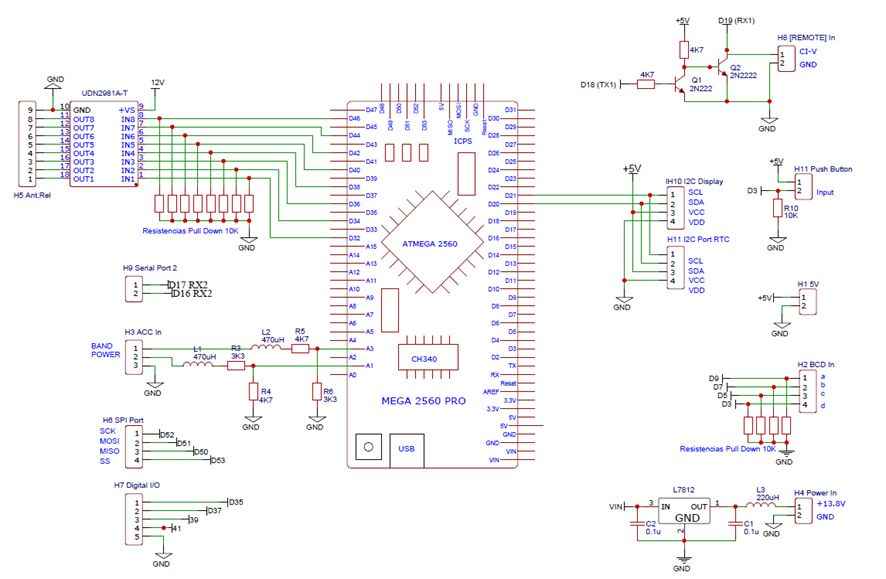 Zmiana kodu Arduino 2560 do sterowania 8 antenami dla Icom 7300 - 2