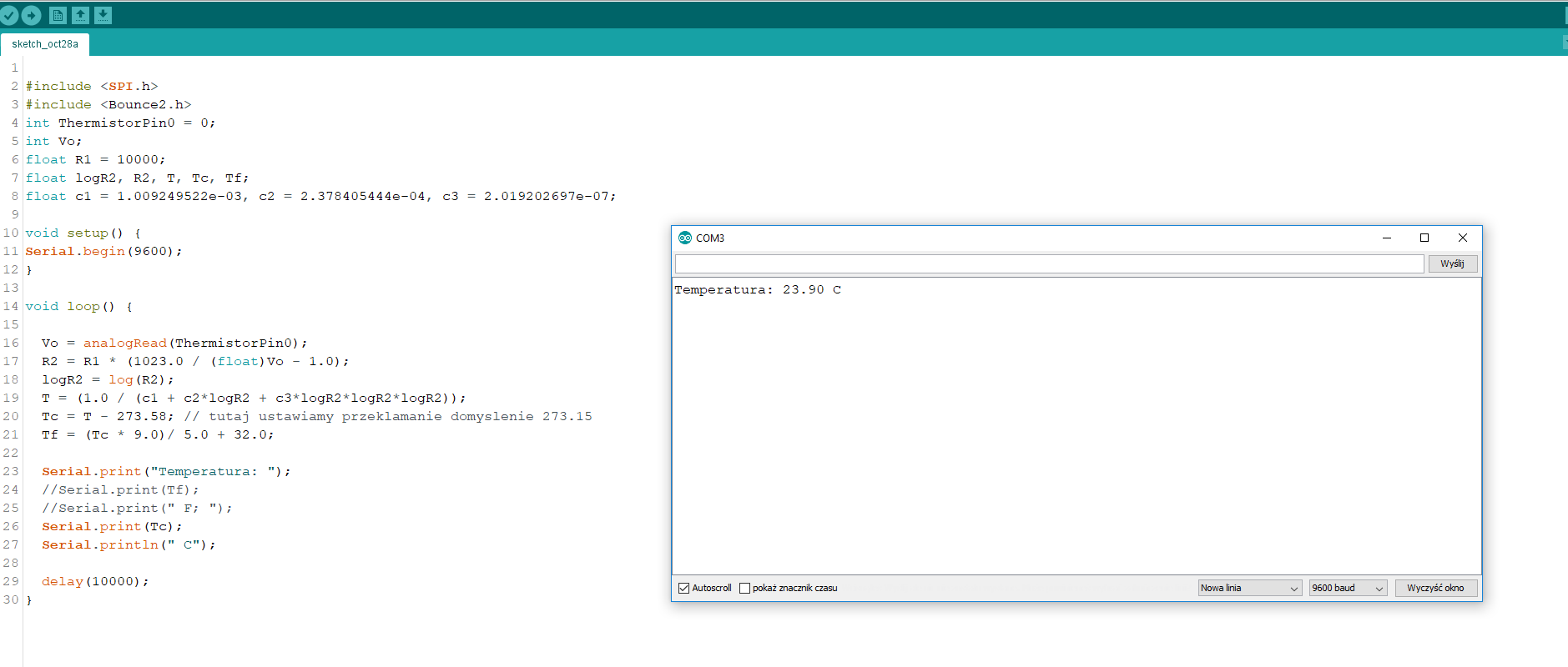 Arduino Domoticz mysensor+ termistor NTS+ raspberry