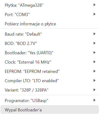 [Rozwiązano] Błąd programowania ATMEGA 328P przez USBASP w Arduino IDE - avrdude error