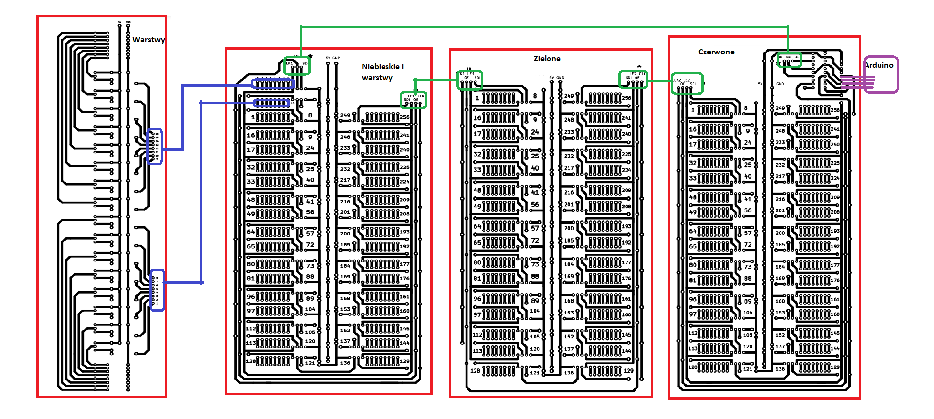 Jak wysterować kostkę LED 16x16x16 przez Arduino - błędy w kodzie?